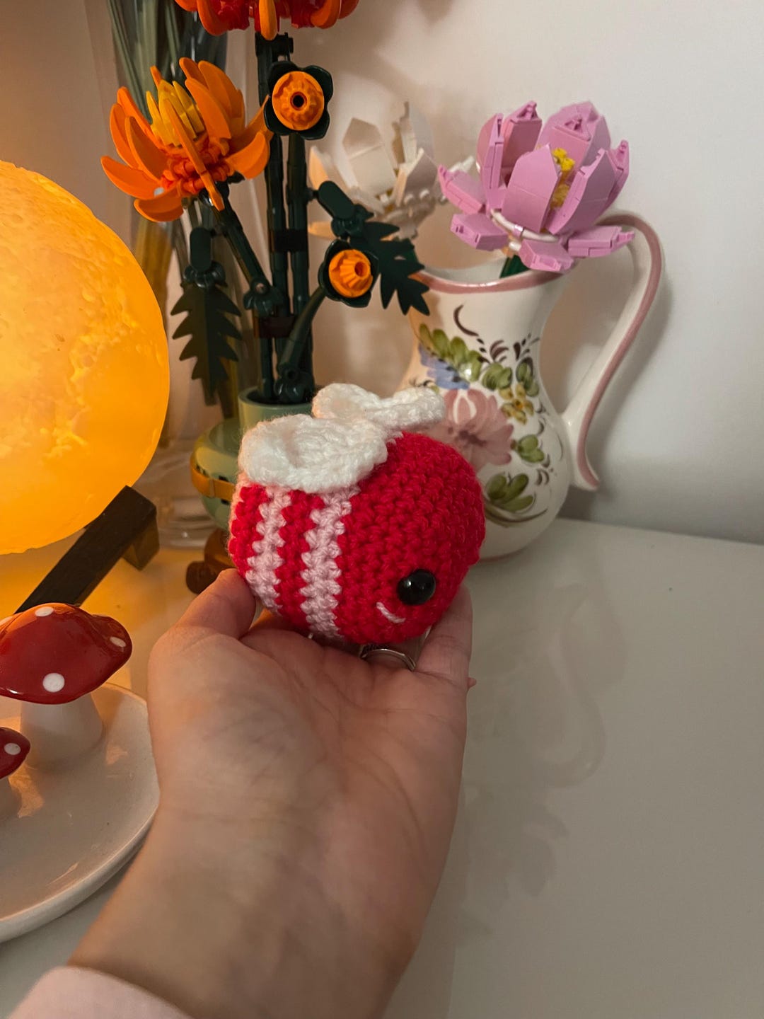 Valentine's Day Bee Crochet Love Bug With Heart Wings Crochet Valentine ...