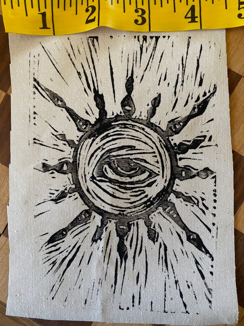 Hand Printed Icarus Themed Linocut Print Eye of the Gods - Etsy