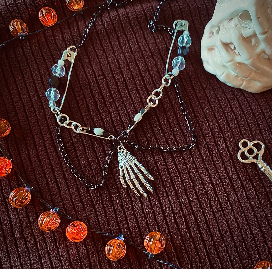 Handmade Skeleton Hand Beaded Necklace - Etsy