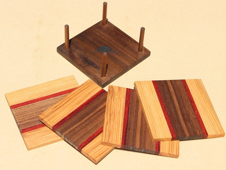 Coaster Set Ash With Holder - Etsy