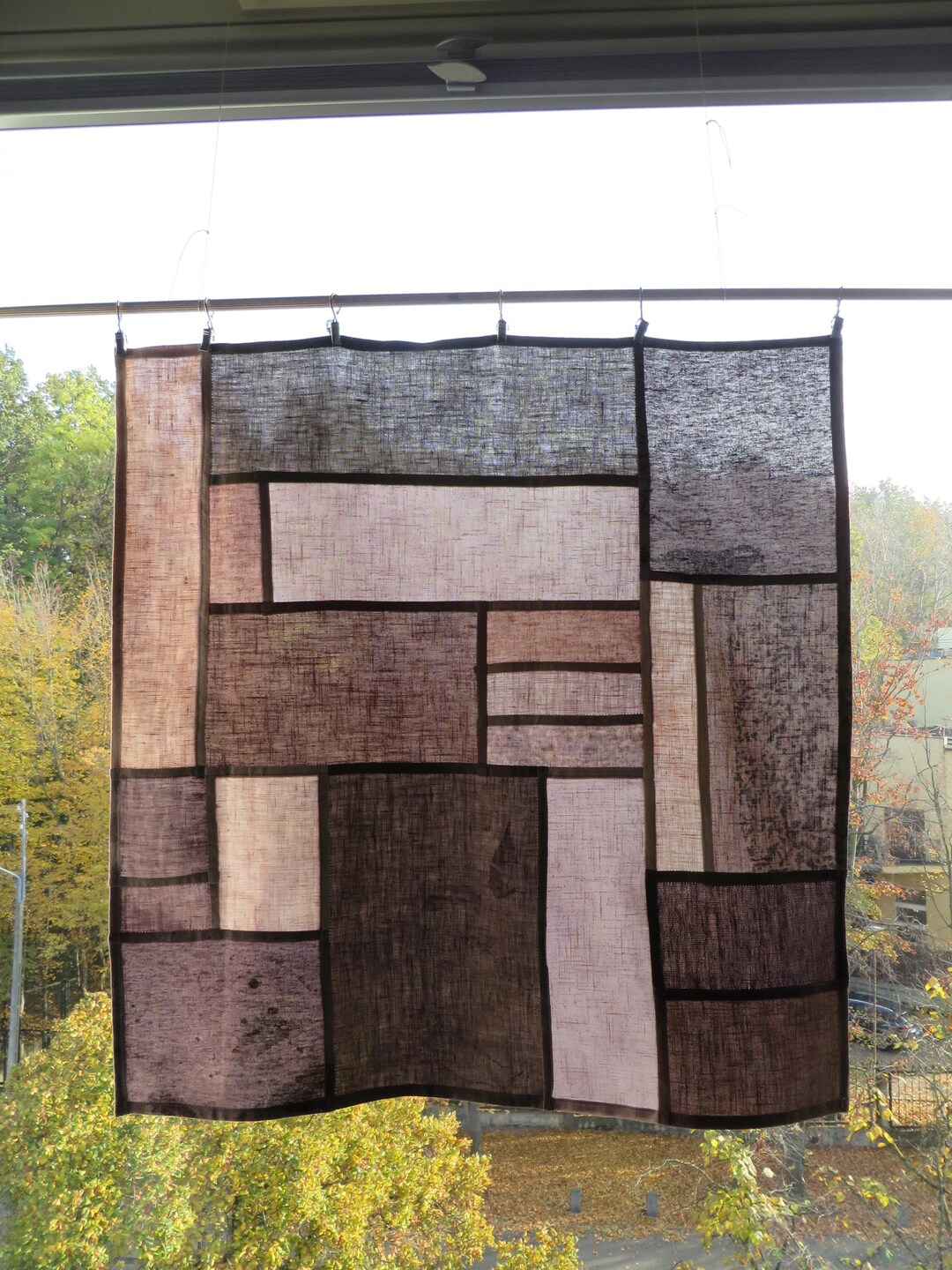 Modern Pojagi Curtain, Pojagi Panel, Pure Linen Curtain, Home Decor ...