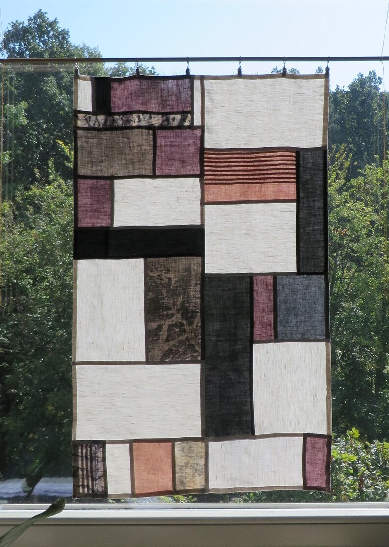 Modern Pojagi Curtain, Pojagi Panel, Pure Linen Curtain, Home Decor ...