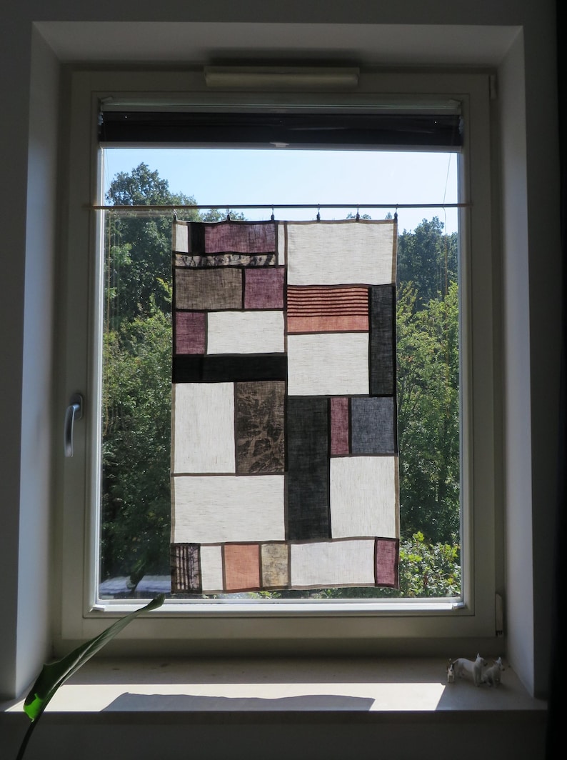 Modern Pojagi Curtain, Pojagi Panel, Pure Linen Curtain, Home Decor ...