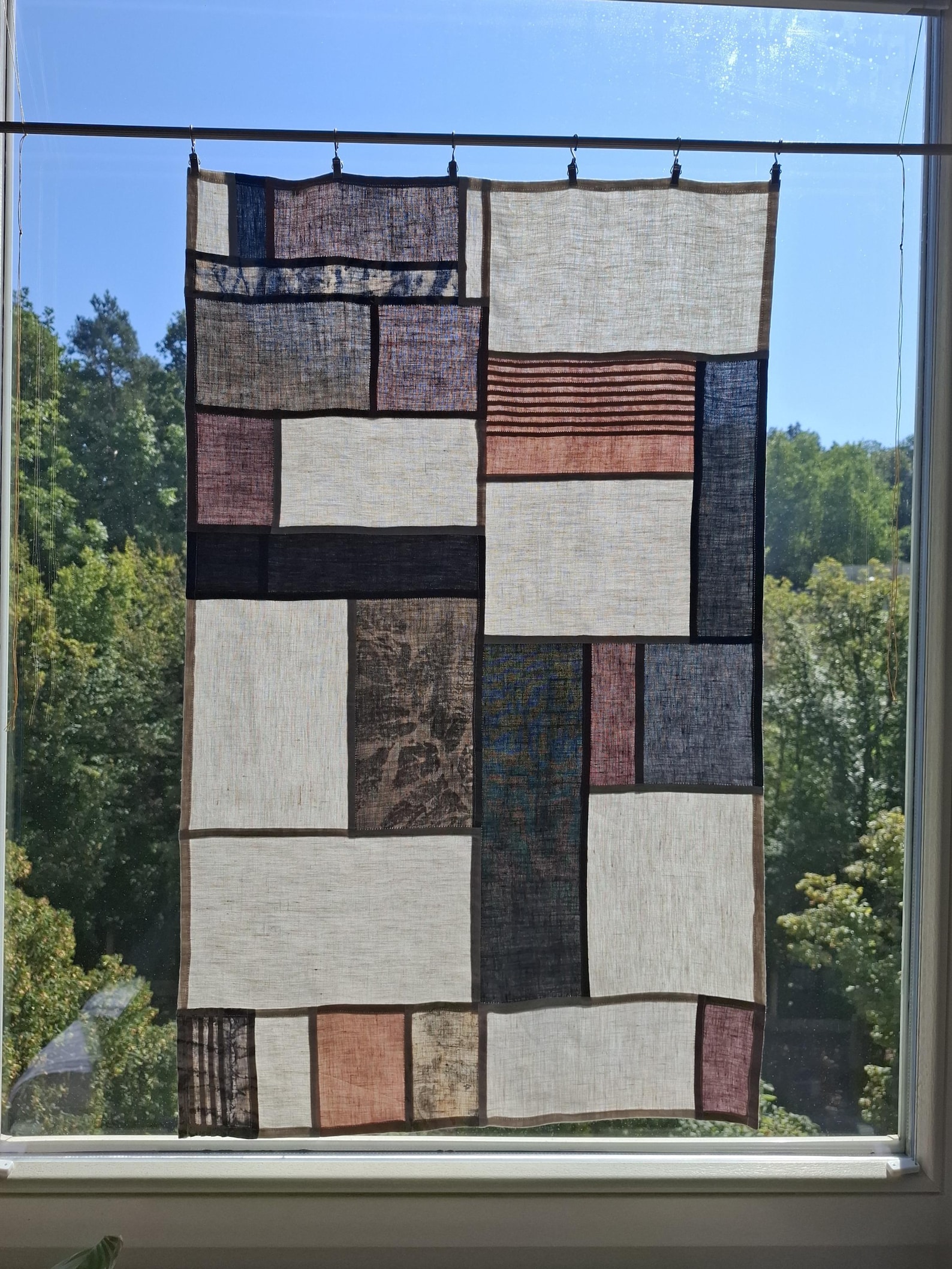 Modern Pojagi Curtain, Pojagi Panel, Pure Linen Curtain, Home Decor ...