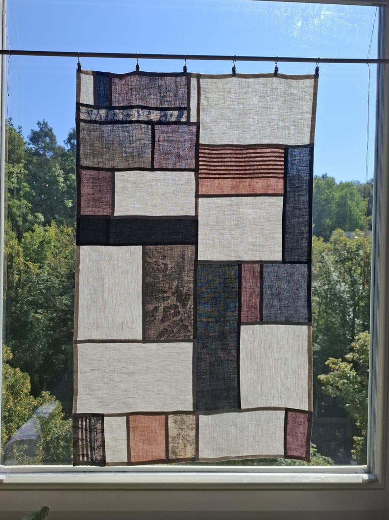 Modern Pojagi Curtain, Pojagi Panel, Pure Linen Curtain, Home Decor ...