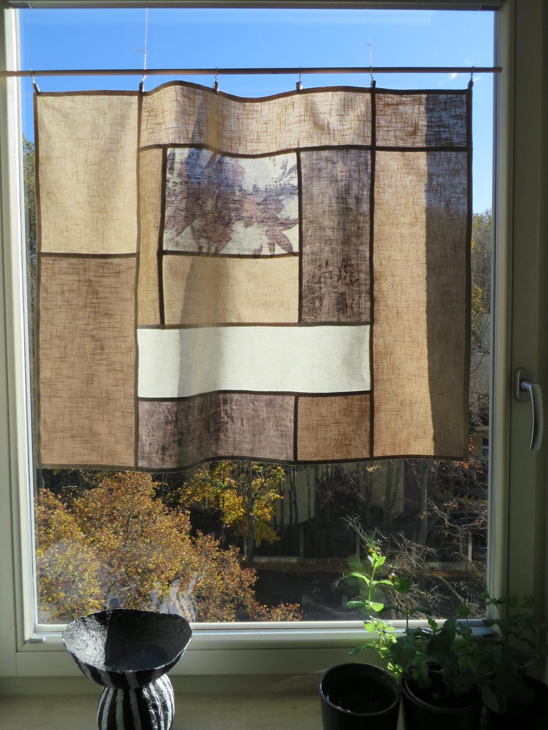 Modern Pojagi Curtain, Pojagi Panel, Pojagi Curtain, Pure Linen Curtain ...