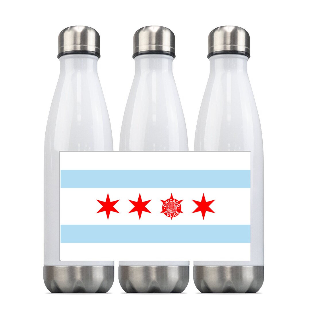 Chicago PD Flag Steel Slim Water Bottle Chicago Flag Bottle Chicago ...