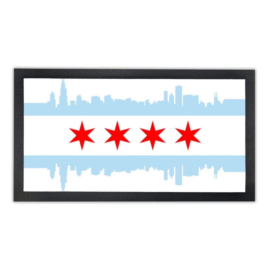 Chicago Skyline Flag Bar Mat Chicago Flag Bar Mat Chicago Flag Design ...