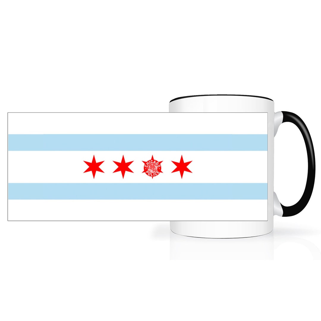 Chicago PD Flag 2 Tone 15oz Mug Chicago Flag Mug Chicago Flag Design ...