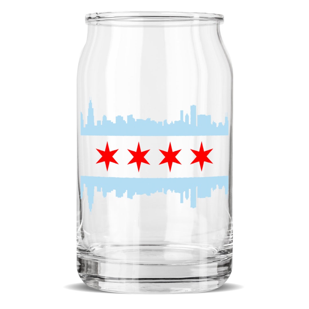 Chicago Skyline Flag Sculptured Glass Chicago Flag Glass Chicago Flag ...