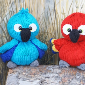 Red the Parrot and Azure the Blue Macaw | Etsy