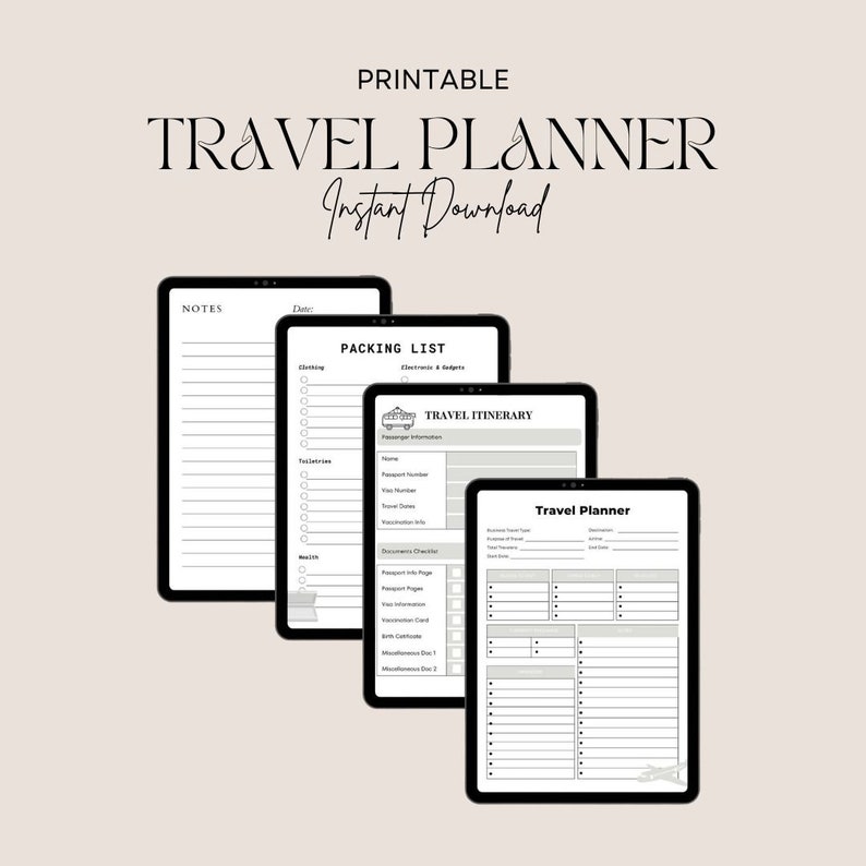 Customizable Travel Planner Printable Travel Itinerary Essential Trip ...