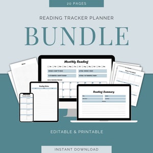 Reading Tracker Printable Book Club Planner Bundle Customizable Reading ...