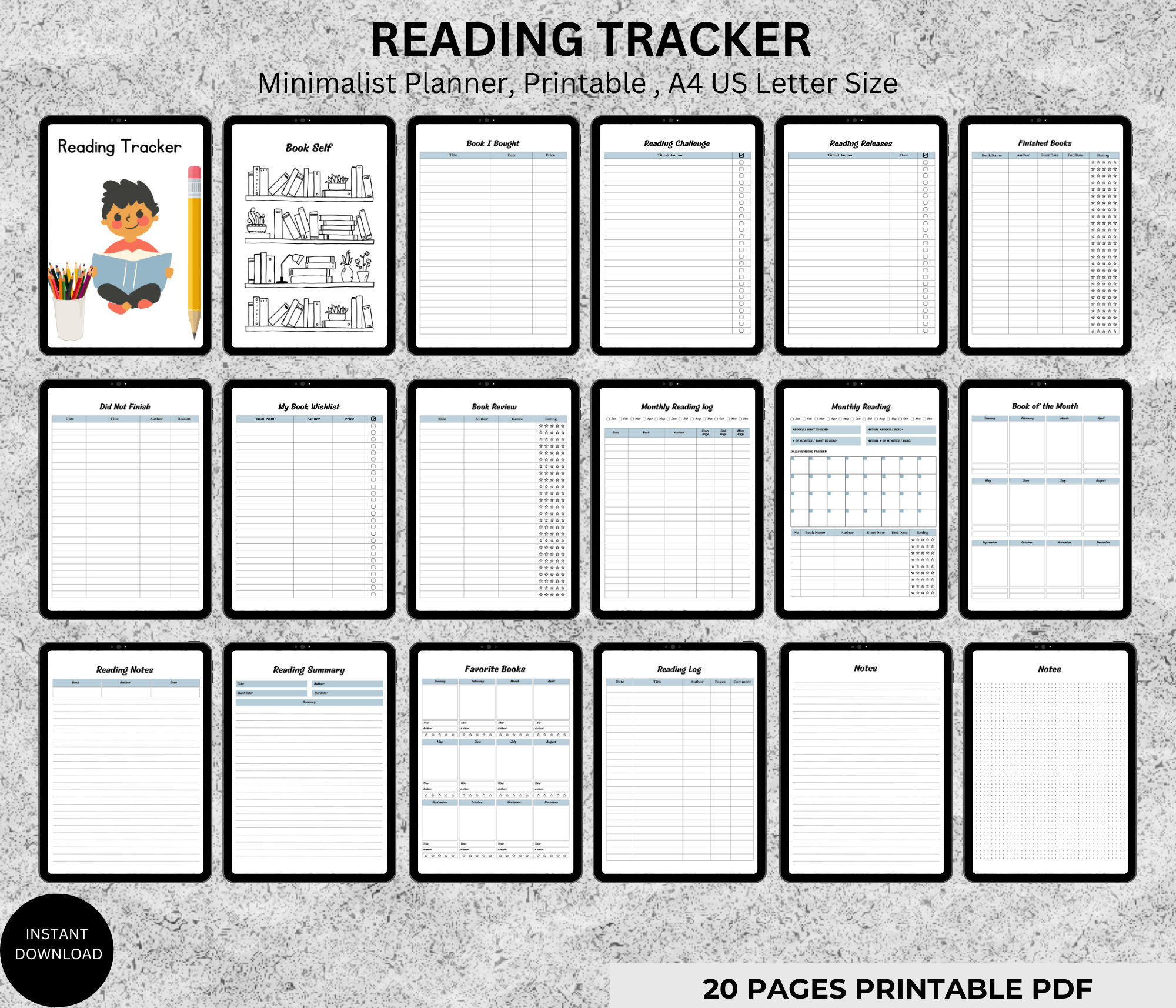 Reading Tracker Printable Book Club Planner Bundle Customizable Reading ...