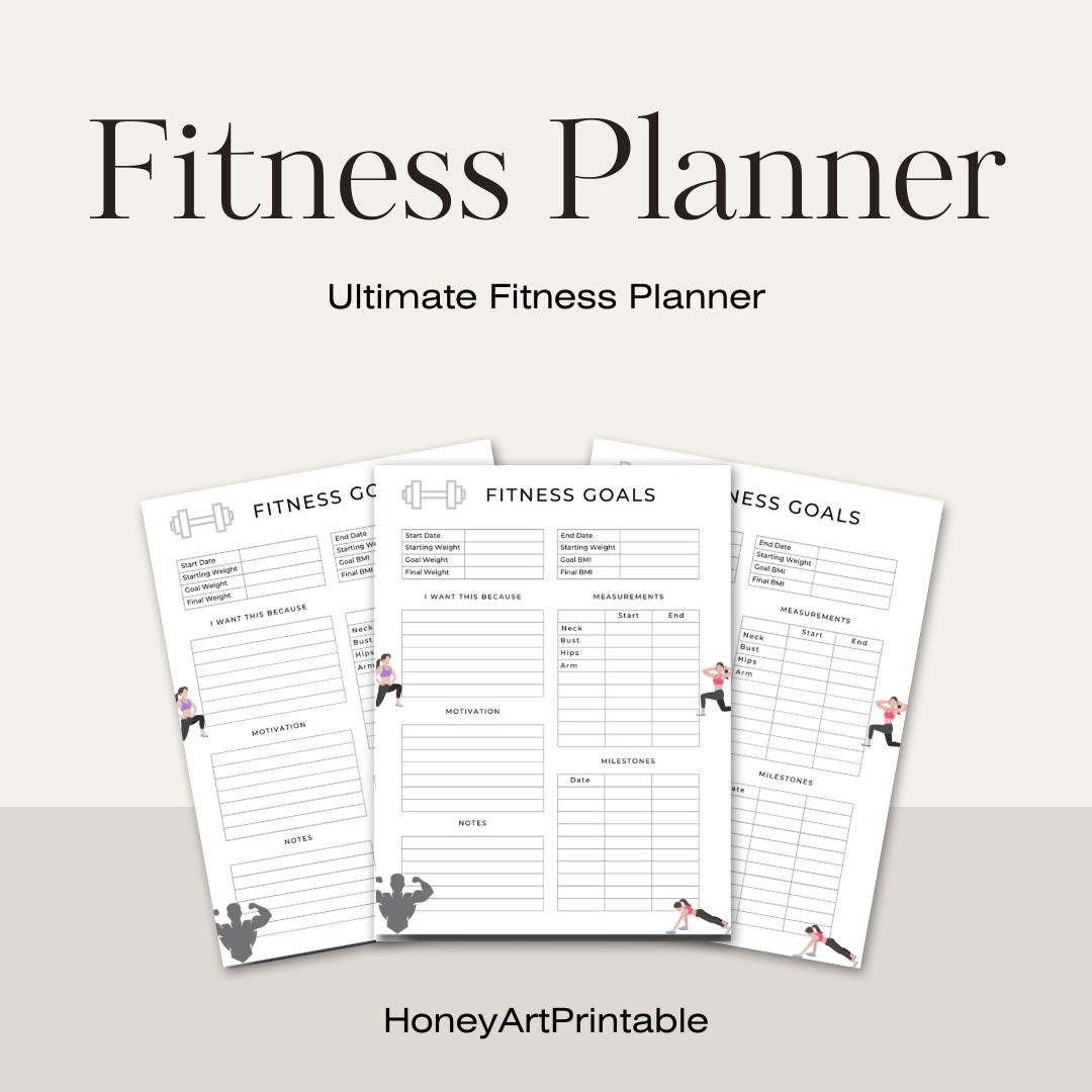 Fitness Planner - Elegant Gym Planner, Detailed Fitness Log, Goal ...