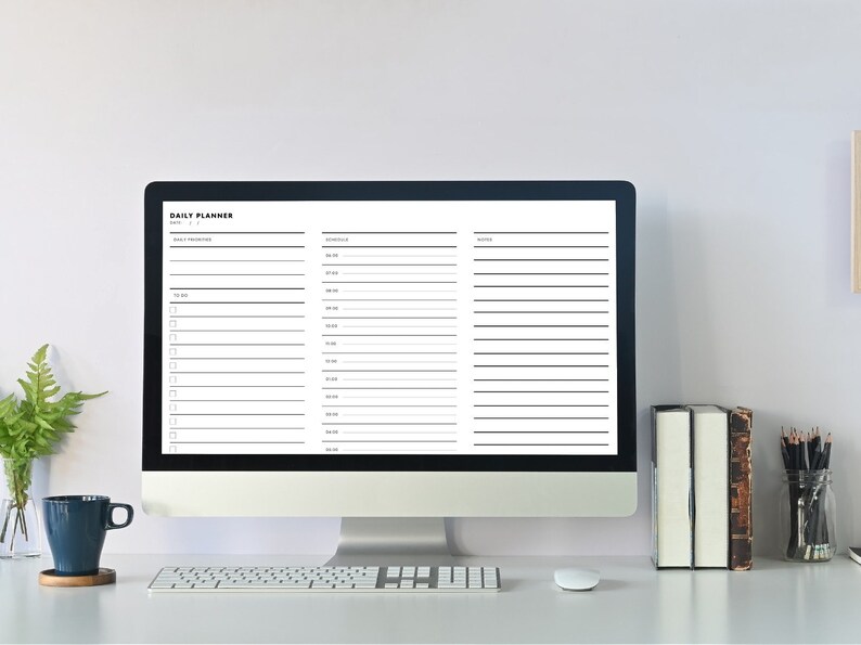 Daily Planner Printable to Do List Simple Hourly Schedule Everyday Home ...