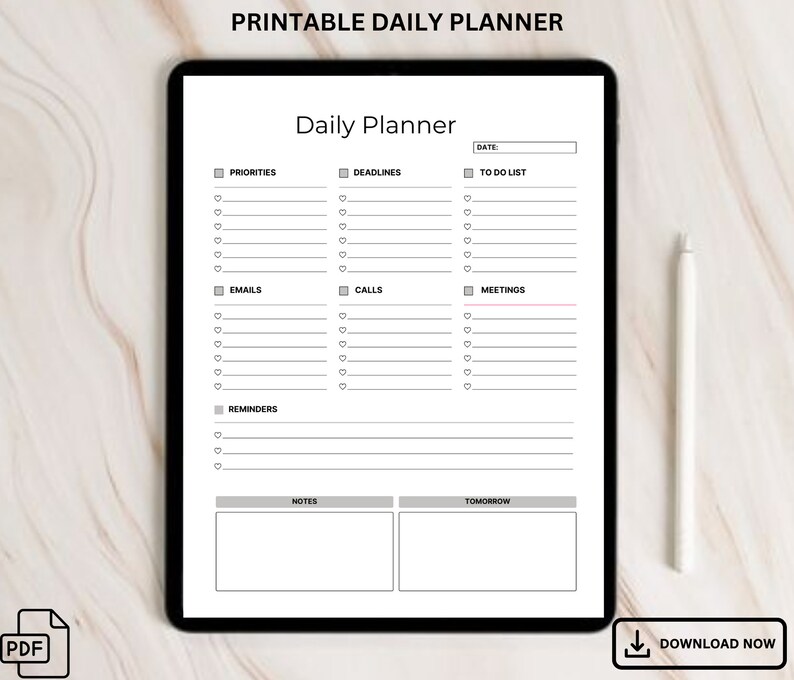 Daily Focus Planner Template | Printable Daily Focus Planner | Daily ...
