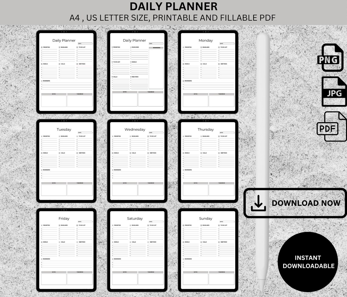 Daily Focus Planner Template Printable Daily Focus Planner Daily ...