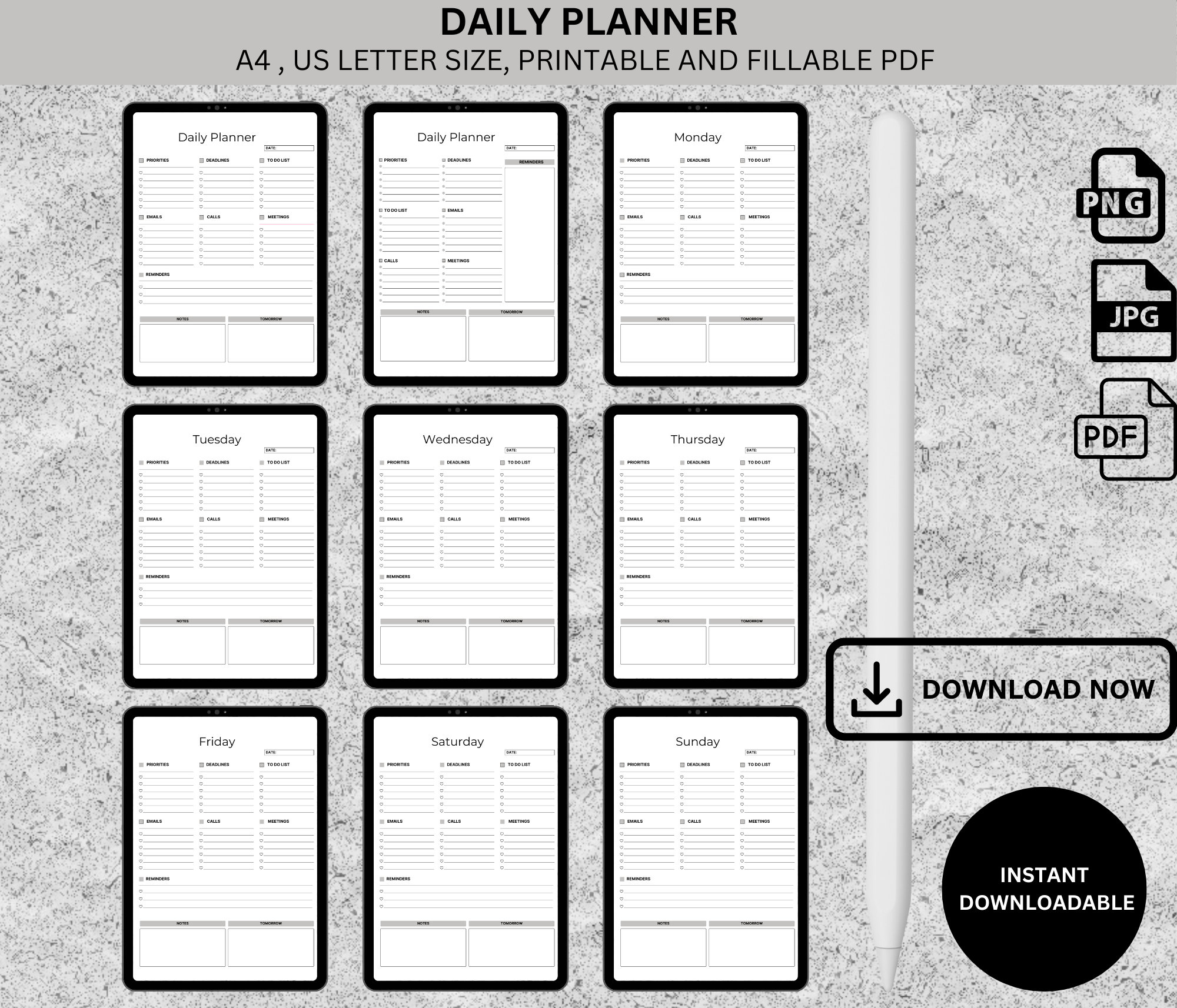 Daily Focus Planner Template | Printable Daily Focus Planner | Daily ...