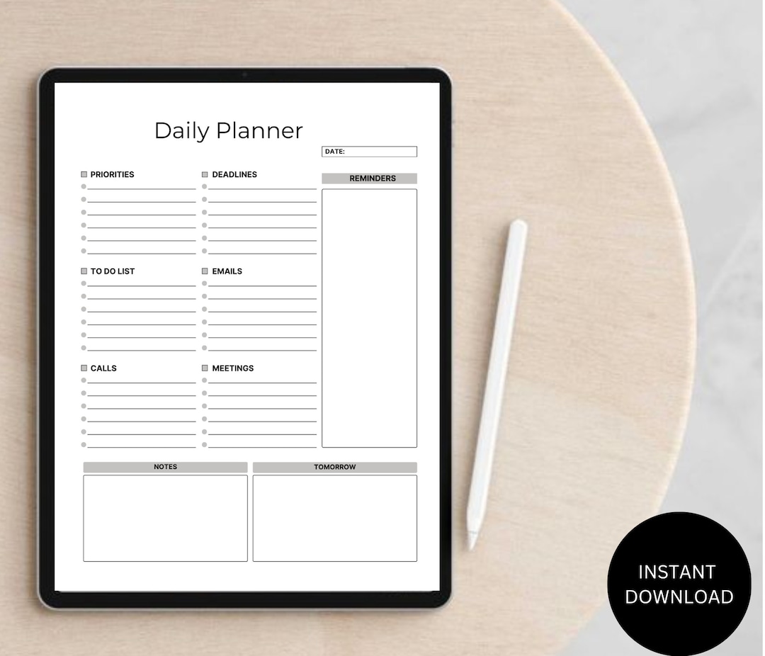 Daily Focus Planner Template | Printable Daily Focus Planner | Daily ...
