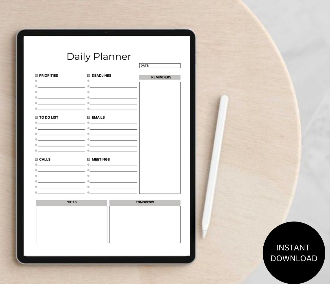 Daily Focus Planner Template Printable Daily Focus Planner Daily ...