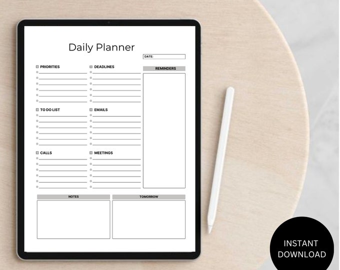 Daily Focus Planner Template Printable Daily BUNDLE Daily schedule ...