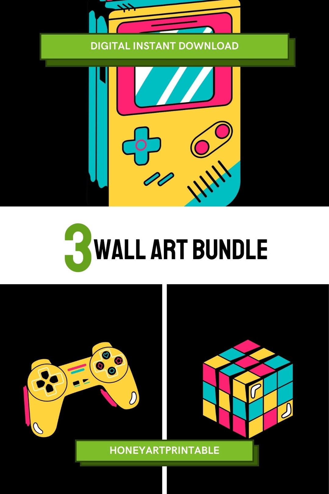 Retro Video Game Wall Decor, Gamer Wall Art, Gift for Gamer, Retro ...