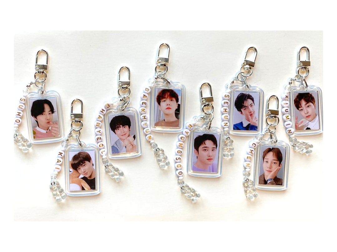 EXO Kpop Keychain - Double Sided Photo With Beaed Name Charm | Baekhyun ...