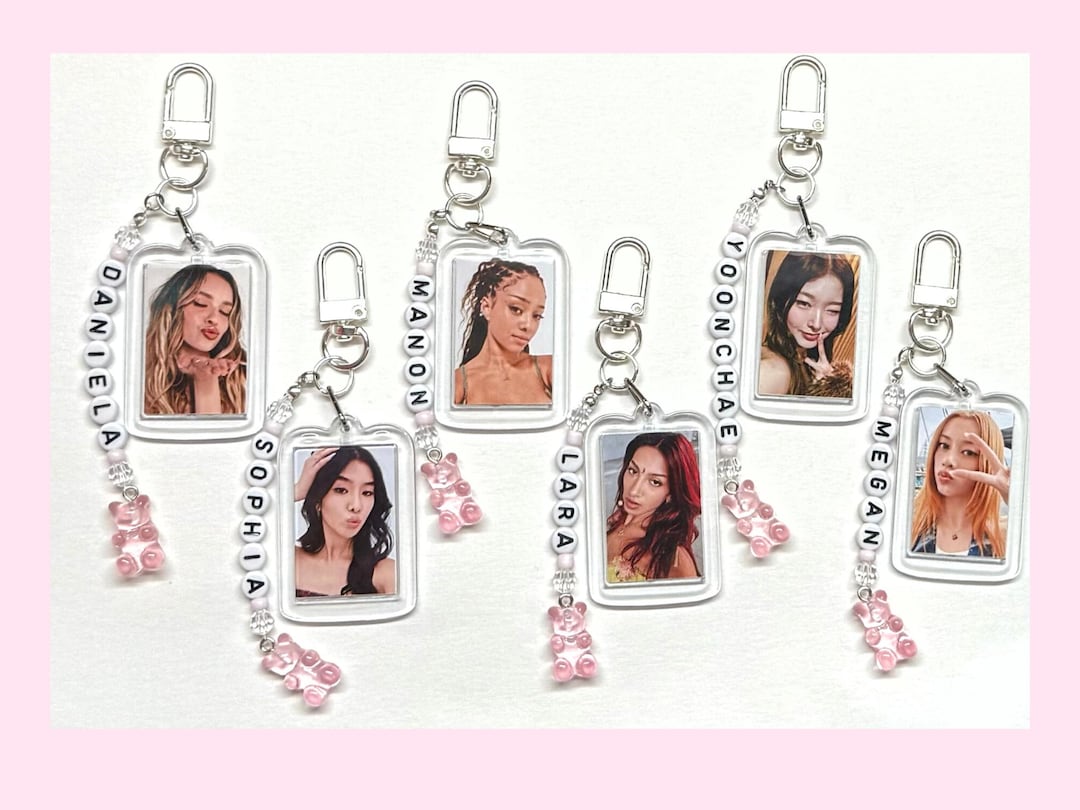 KATSEYE Kpop Keychain - Double Sided Photo Frame With Beaded Name Charm ...