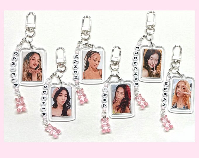 KATSEYE Kpop Keychain - Double Sided Photo Frame With Beaded Name Charm ...
