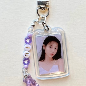 IU Kpop Keychain - Double Sided Photo Frame With Beaded Name Charm ...