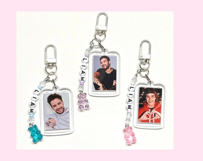 Liam Payne Keychain - Double Sided Photo Frame With Beaded Name Charm ...