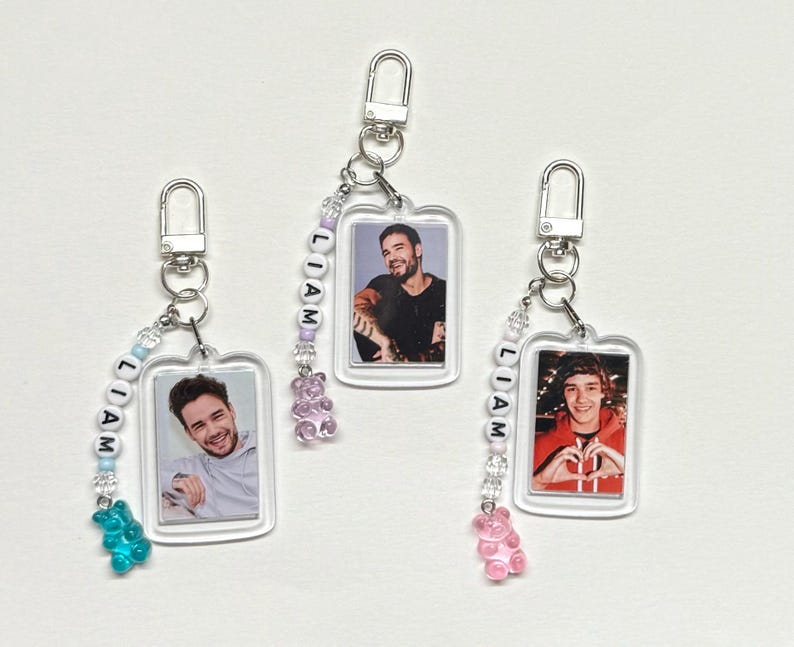 Liam Payne Keychain - Double Sided Photo Frame With Beaded Name Charm ...