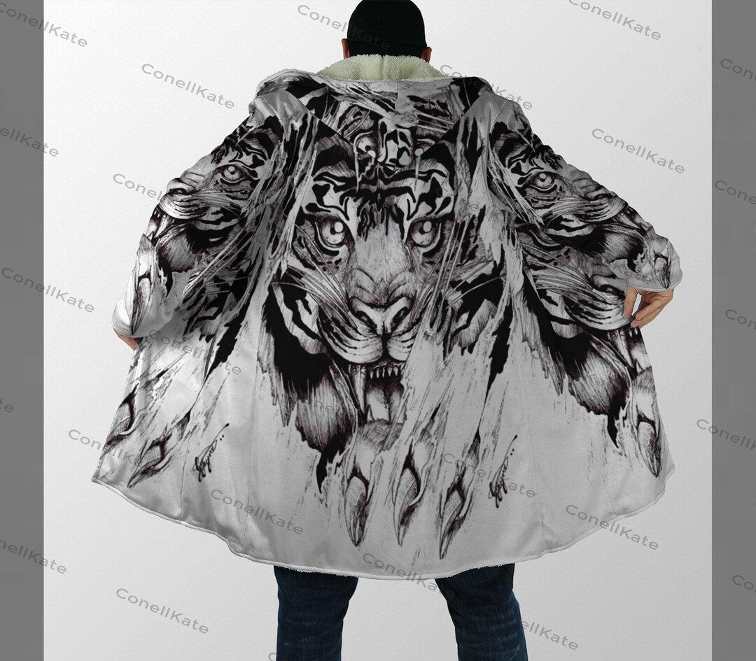 Tiger Tattoo Potrait Cloakskull Viking Hooded Cloak Tiger - Etsy
