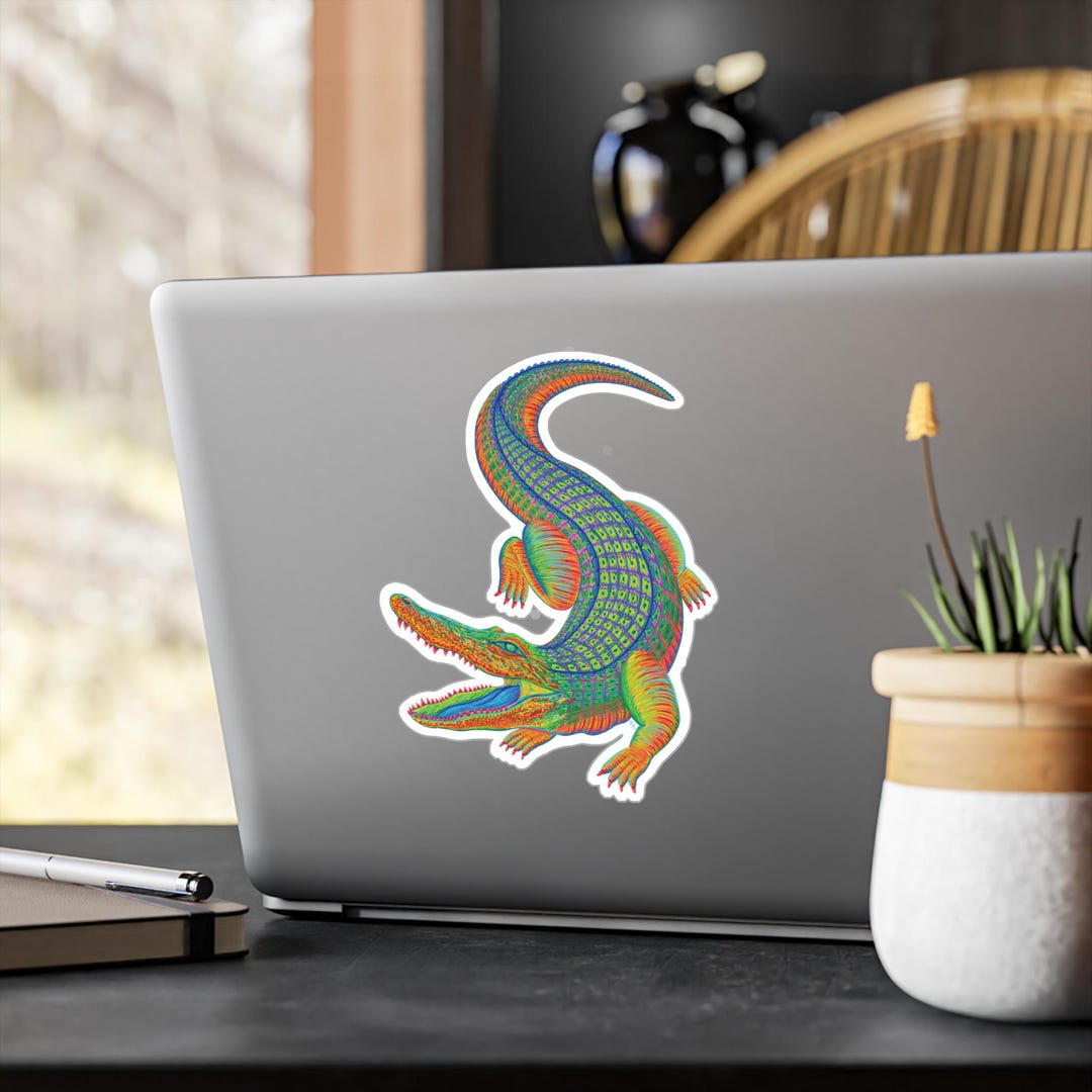 Rainbow Alligator Kiss-cut Vinyl Decals, Sticker, Laptop Decal, Cute ...