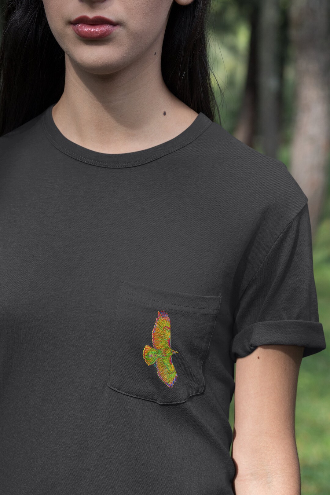Red Tailed Hawk Pocket Tee, Unisex Graphic T-shirt, Bird Lover Gift ...