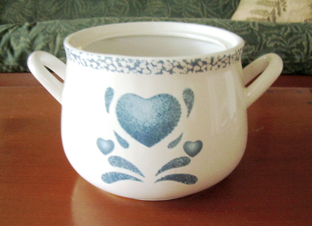 Corning Corelle Jay Imports Blue Hearts 2-quart Bean / Crock Pot With ...
