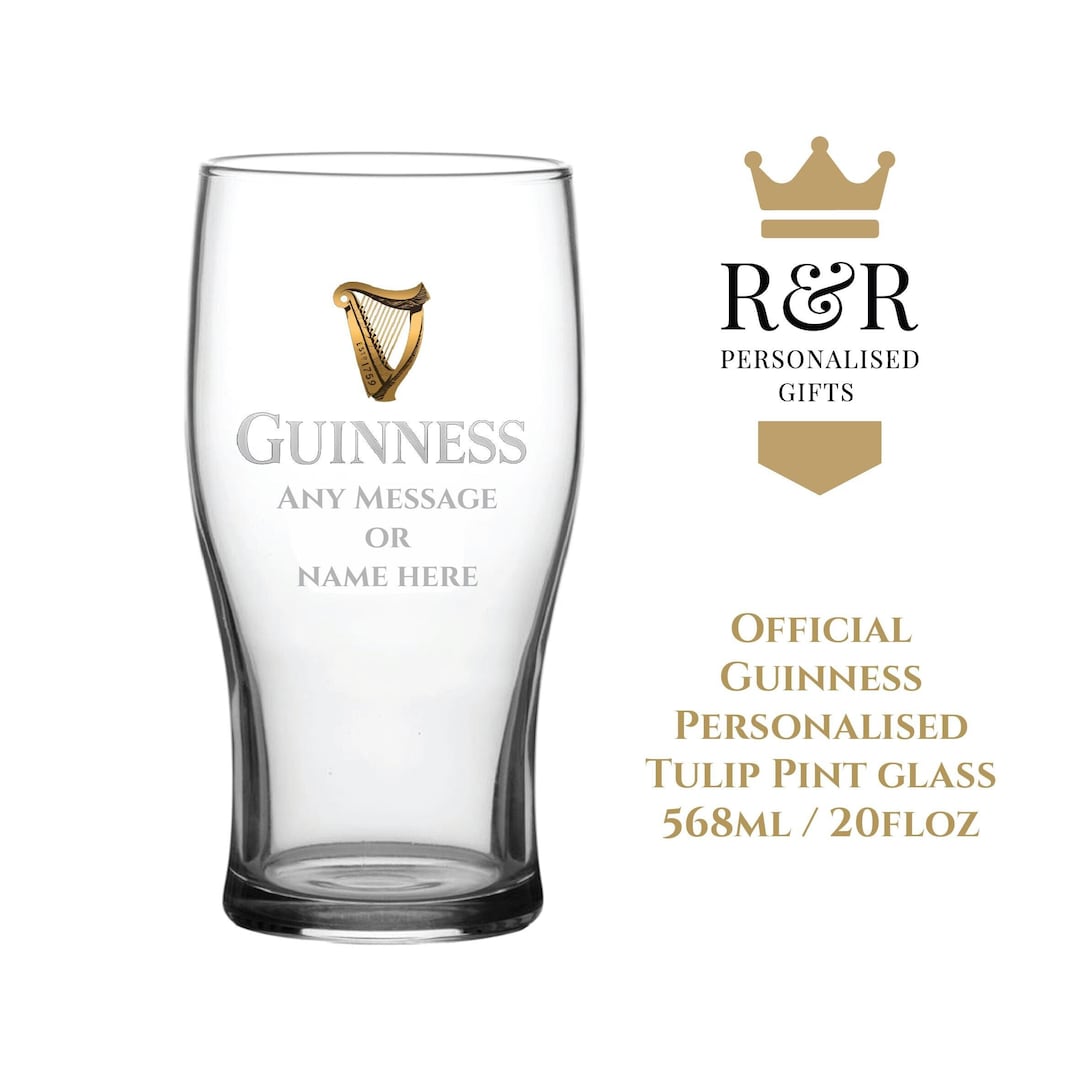 Personalised Engraved Guinness Tulip Pint Glass, Add Any Message in a ...