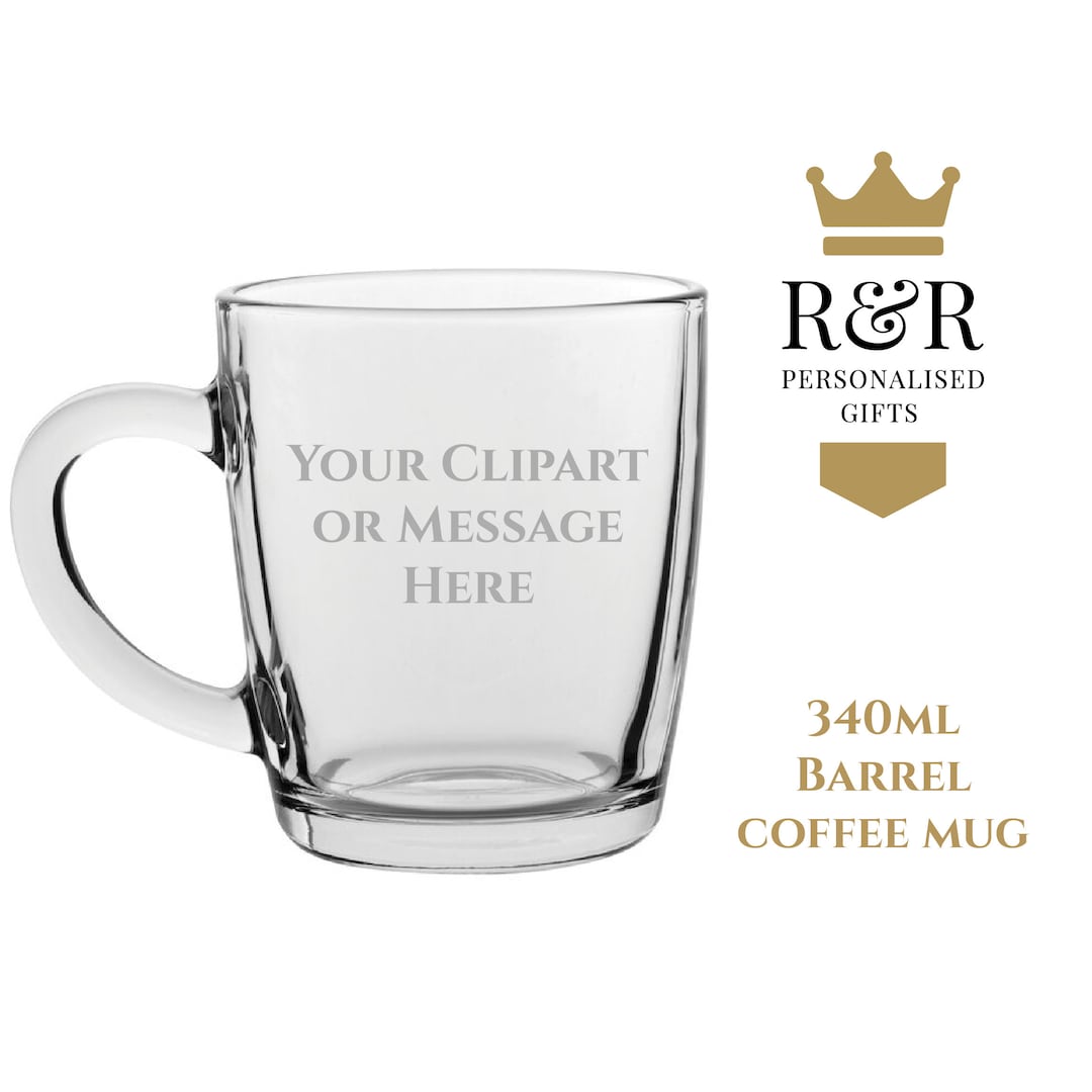 Personalised Engraved 12oz Glass Barrel Mug for Hot Drinks - Add Any ...