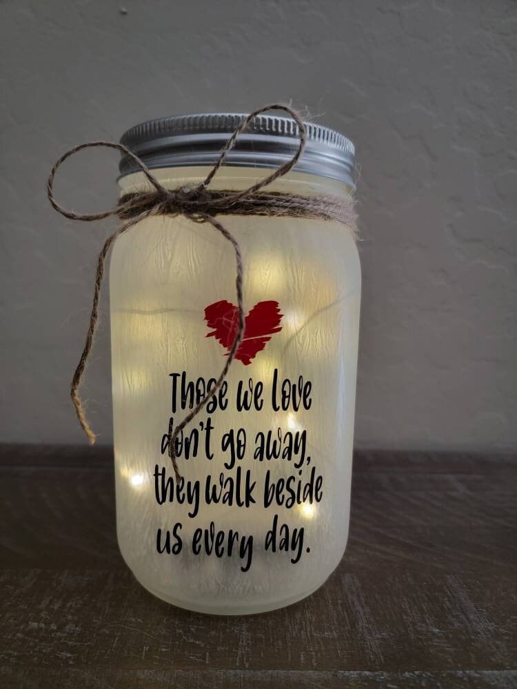 Lighted Memorial Jar, Night Light, Remembrance Gift, Sympathy Gift ...