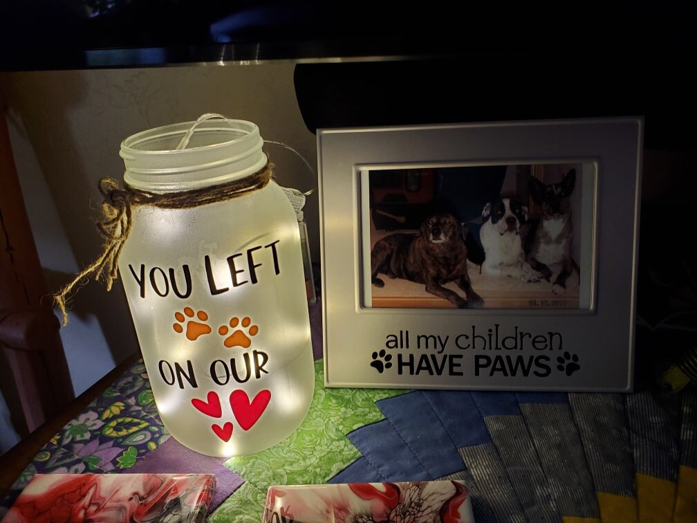 Pet Memorial Jar, Lighted Memorial Jar Night Light, Remembrance Gift ...