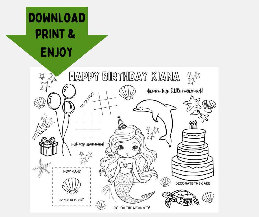 Birthday Party Favors, Birthday Coloring Page, Birthday Activity Sheet ...