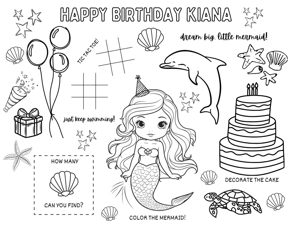 Birthday Party Favors, Birthday Coloring Page, Birthday Activity Sheet ...