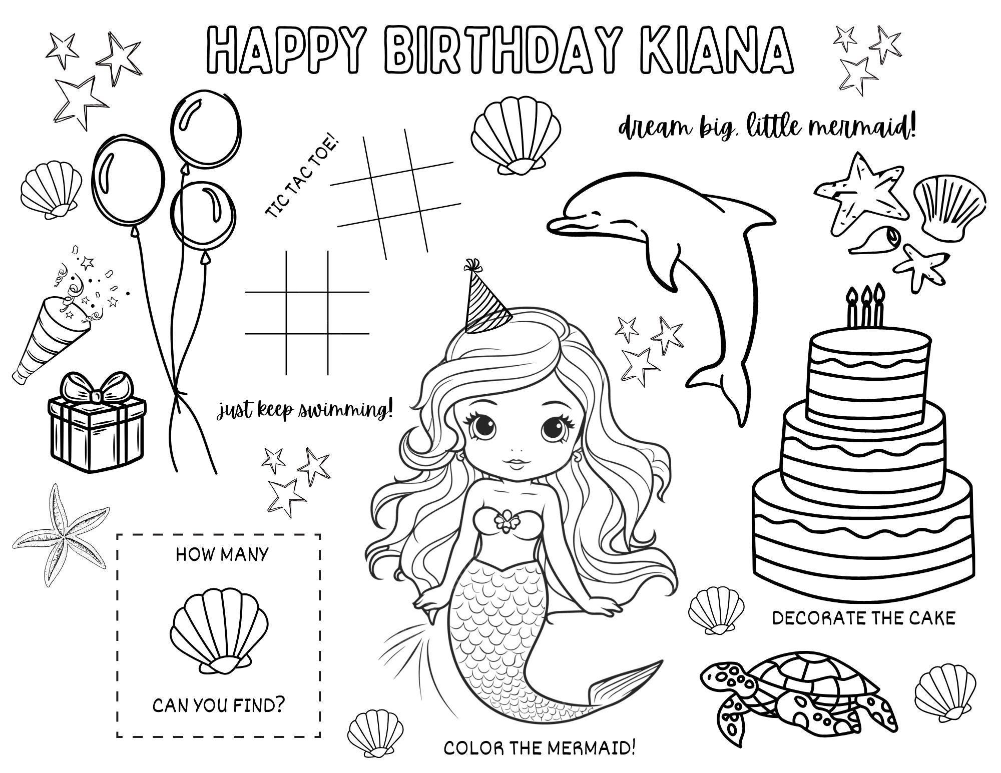 Birthday Party Favors, Birthday Coloring Page, Birthday Activity Sheet ...