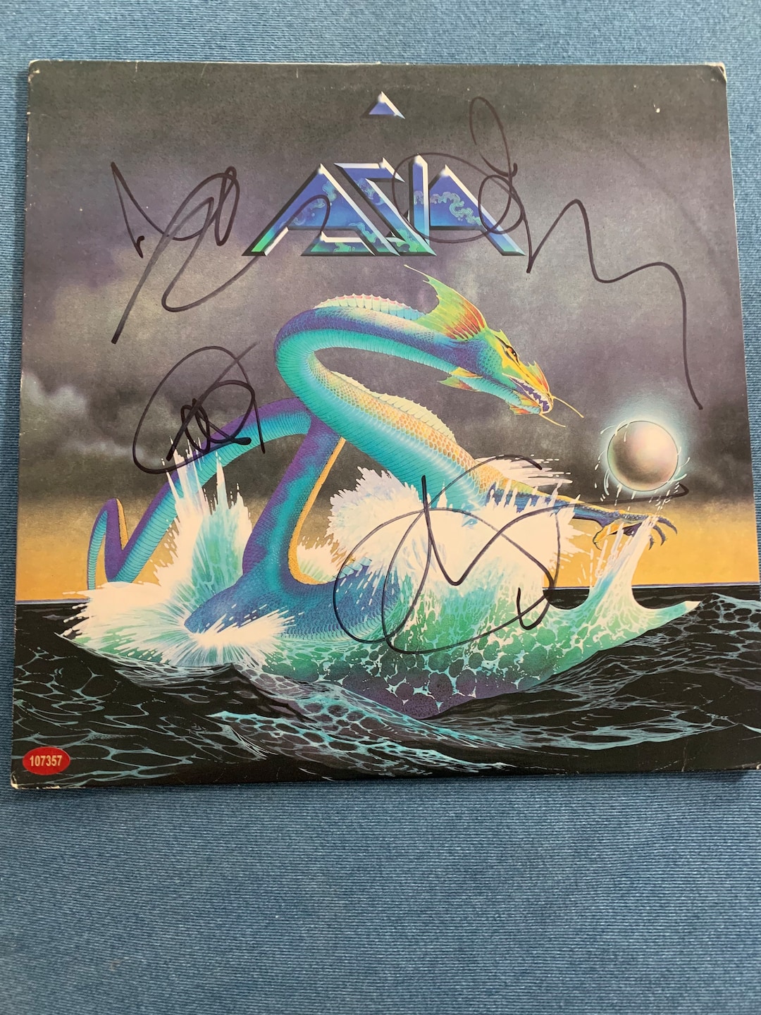 Asia Signed Autograph Album Record Vinyl John Wetton, Steve Howe, Carl ...