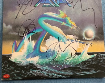 ASIA ALPHA SIGNED Album X4 Geoff Downes, Carl Palmer, Steve Howe, John ...