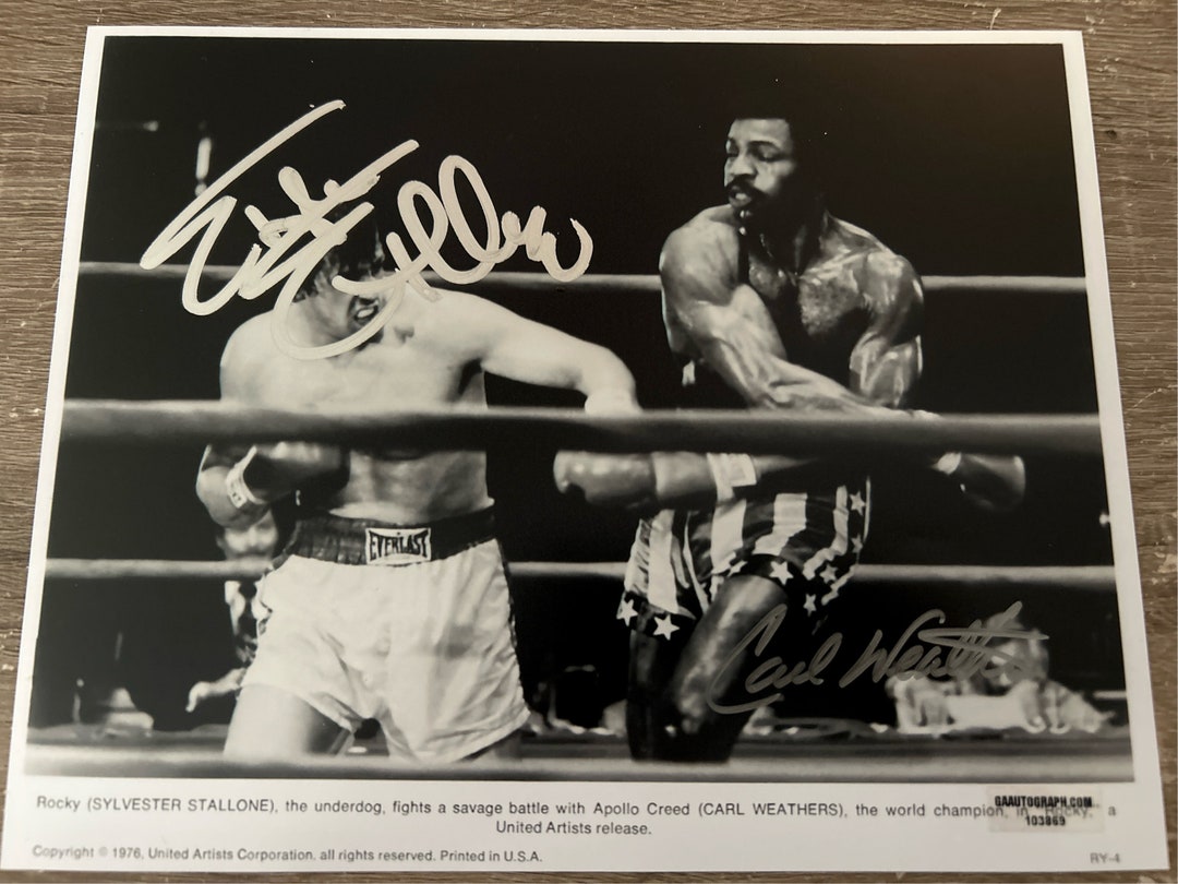 Sylvester Stallone & Carl Weathers Signed Autographed Photo 8x10 Rocky ...