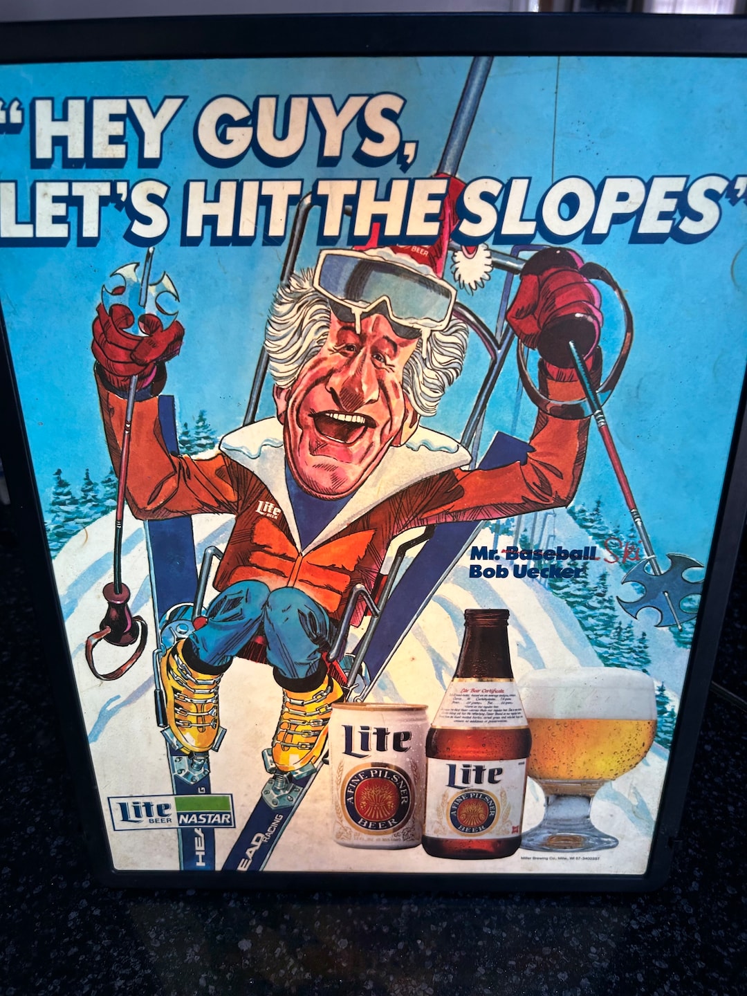 Rare Vintage Miller Lite Lighted Beer Sign Bob Uecker Mr Baseball ...
