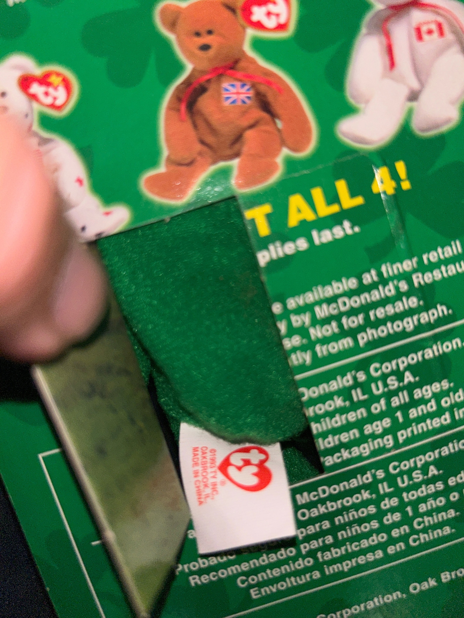 1999 Error TY Beanie Babies Britannia, Erin & Maple the Bear Mcdonalds ...