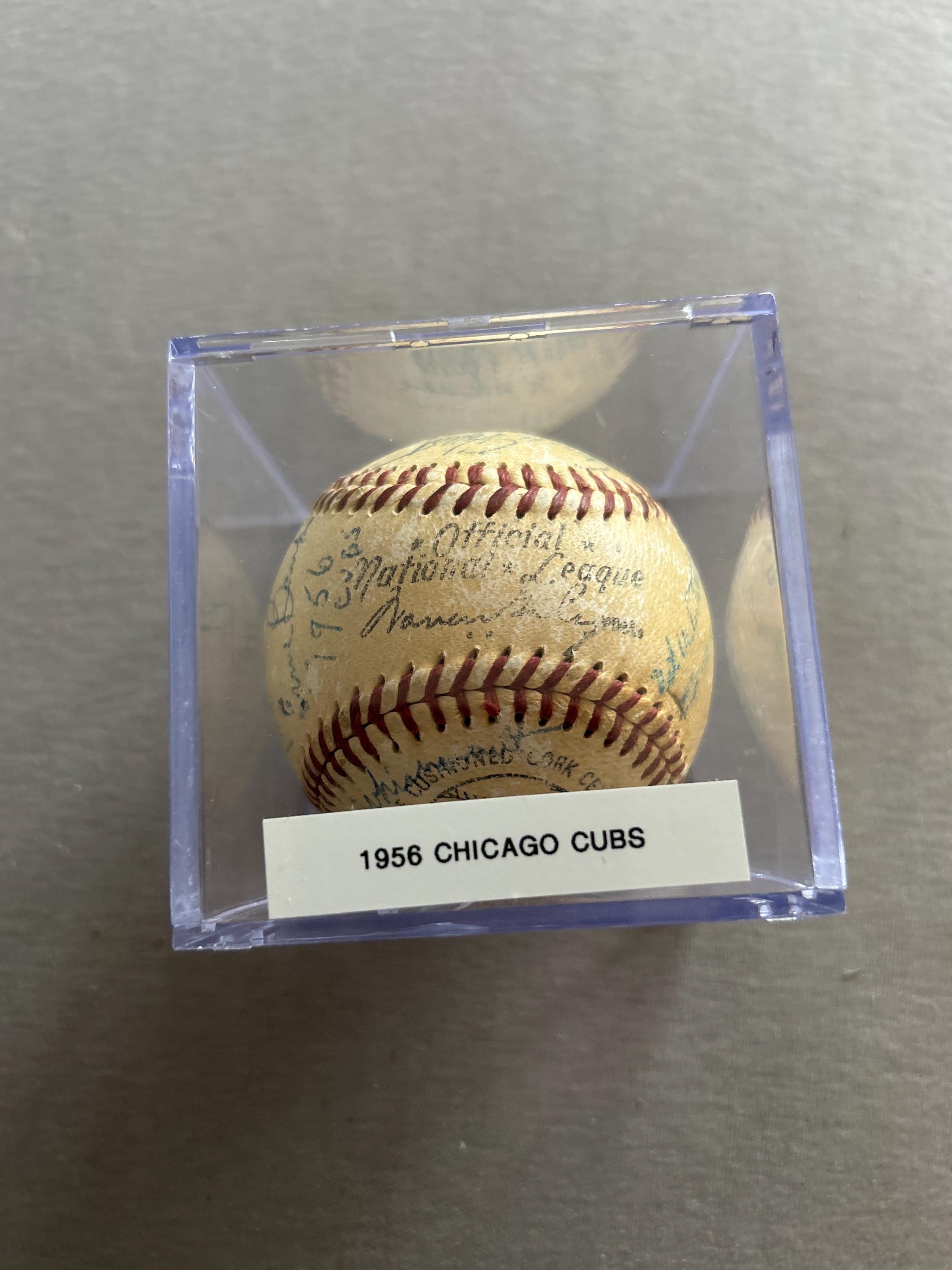 1956 Chicago Cubs Team Signed Autograph Baseball (25) Including Ernie ...